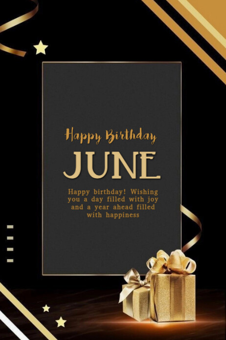 Maximalist Happy Birthday June Banner 4' × 6' Template | PosterMyWall