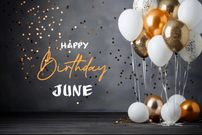 Maximalist Happy Birthday June Banner 4' × 6' Template | PosterMyWall