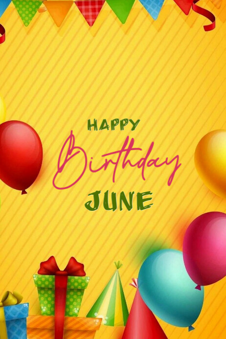 Copy of Maximalist Happy Birthday June Banner 4' × 6' | PosterMyWall