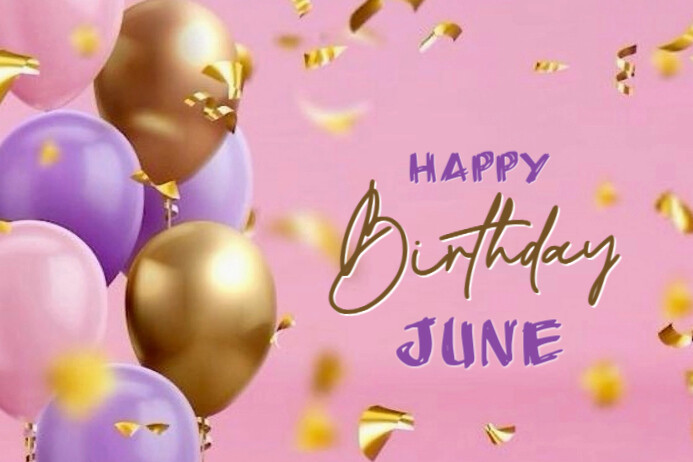 Maximalist Happy Birthday June Banner 4' × 6' Template | PosterMyWall