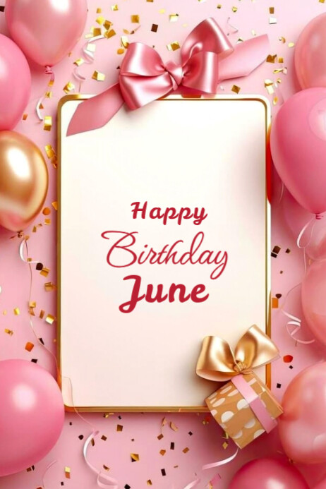 Maximalist Happy Birthday June Banner 4' × 6' Template | PosterMyWall