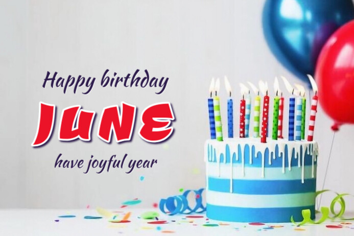 Maximalist Happy Birthday June Banner 4' × 6' Template | PosterMyWall