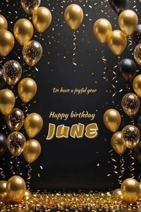 Maximalist Happy Birthday June Banner 4' × 6' Template | PosterMyWall