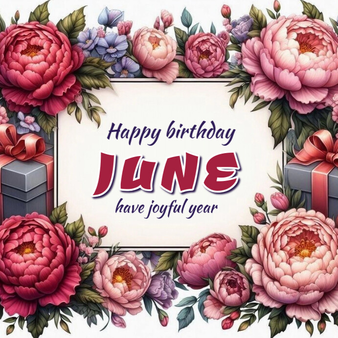 Maximalist Happy Birthday June Instagram Post Template | PosterMyWall