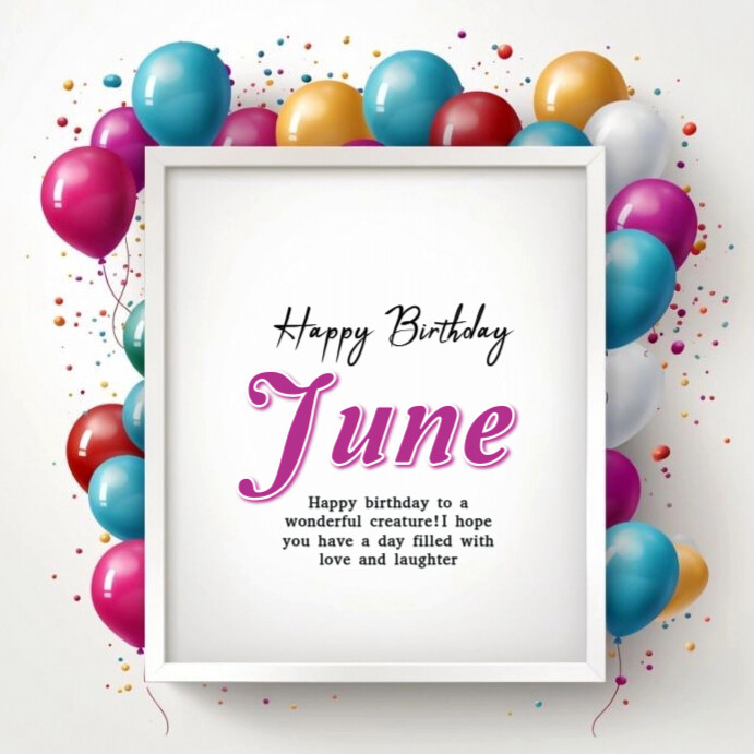 Maximalist Happy Birthday June Instagram Post Template | PosterMyWall