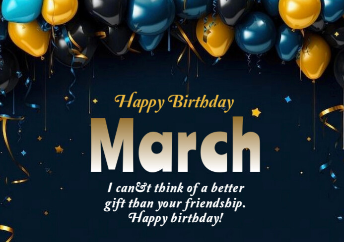 Maximalist Happy Birthday March A4 Template | PosterMyWall