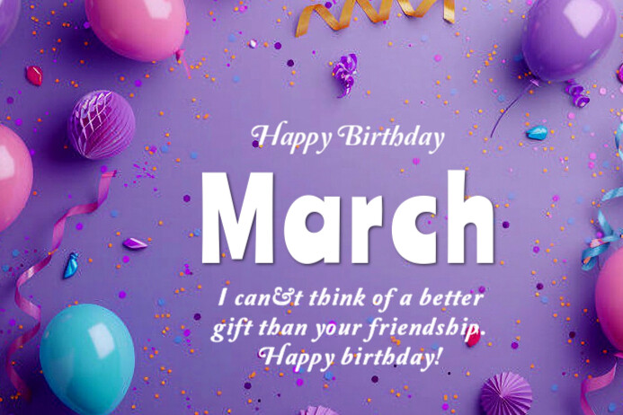 Maximalist Happy Birthday March Banner 4' × 6' Template | PosterMyWall