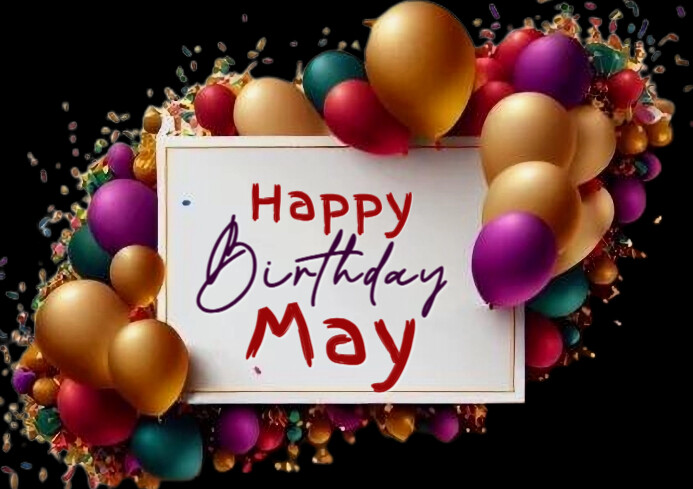 Maximalist Happy Birthday May A4 Templat | PosterMyWall