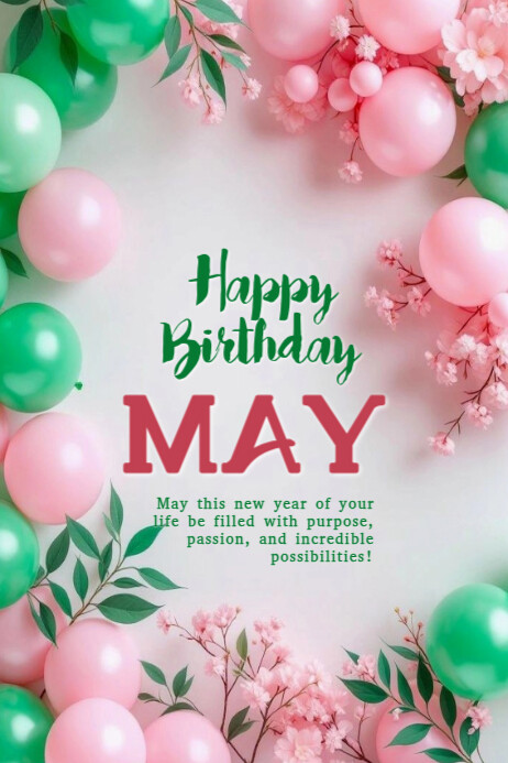 Maximalist Happy Birthday May Banner 4' × 6' Template | PosterMyWall