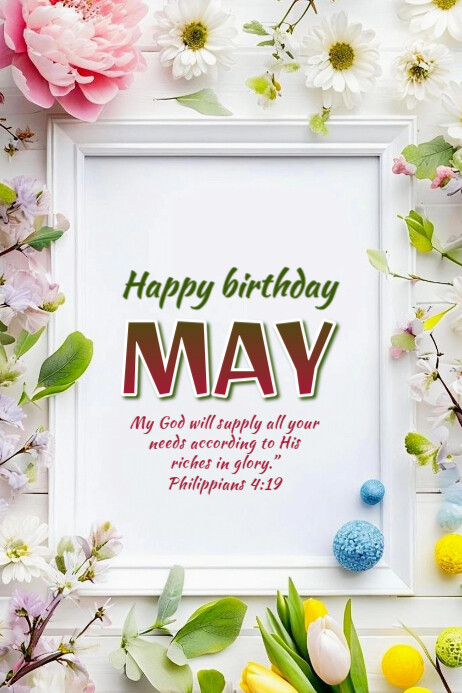 Copy of Maximalist Happy Birthday May Banner 4' × 6' | PosterMyWall