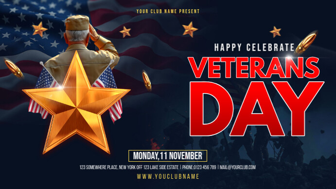 Copy of Maximalist Happy Celebrate Veterans Day Digital Display (16:9 ...