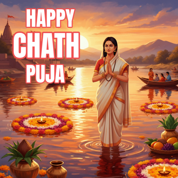 Maximalist Happy Chath Puja Instagram Post Template | PosterMyWall