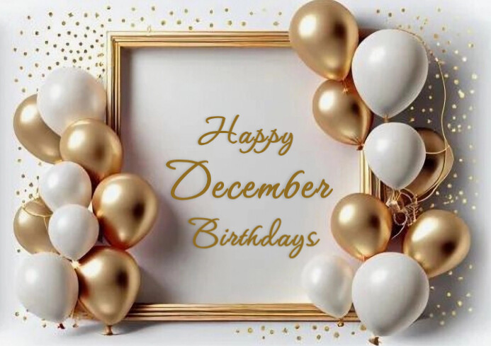 Maximalist Happy December Birthdays A4 Template | PosterMyWall