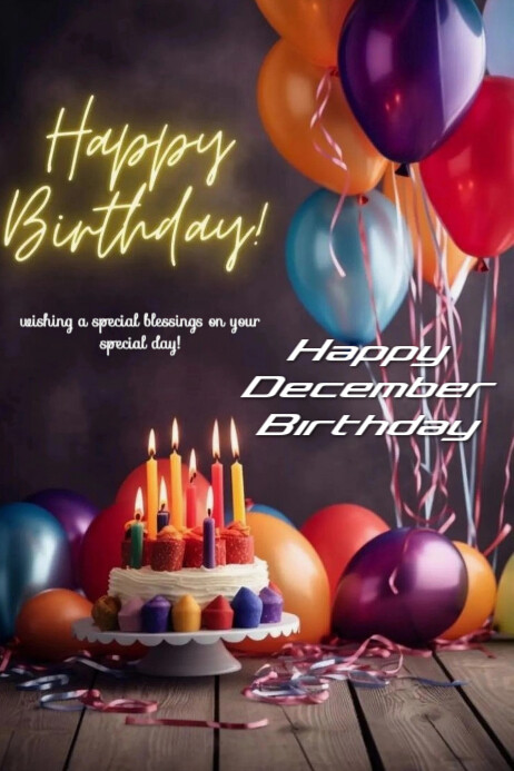 Maximalist Happy December Birthdays Banner 4' × 6' Template | PosterMyWall