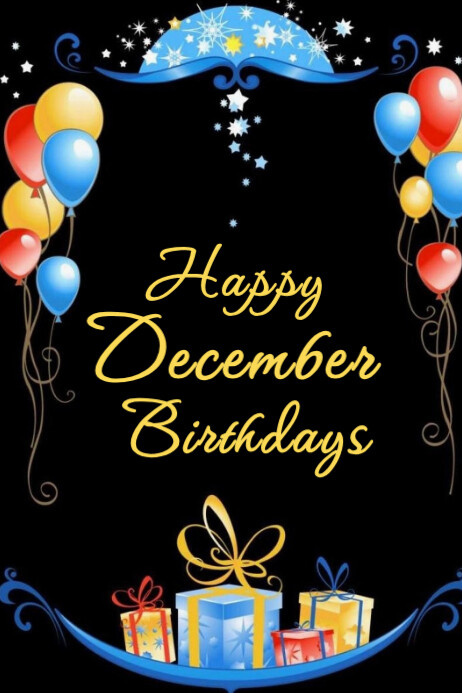 Copy of Maximalist Happy December Birthdays Banner 4' × 6' | PosterMyWall