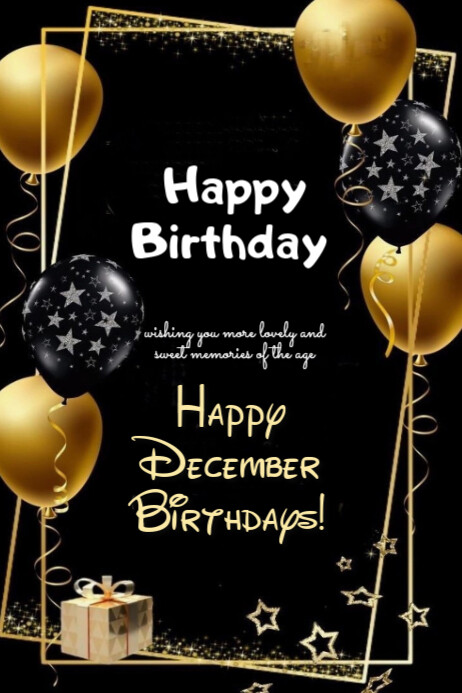 Maximalist Happy December Birthdays Banner 4' × 6' Template | PosterMyWall