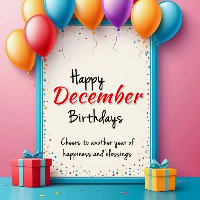 Maximalist Happy December Birthdays Instagram Post Template | PosterMyWall