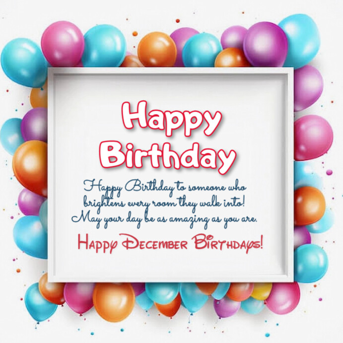 Maximalist Happy December Birthdays Instagram Post Template | PosterMyWall