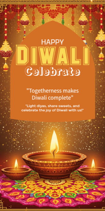 Maximalist Happy Diwali Roll Up Banner 3' × 6' Template | PosterMyWall