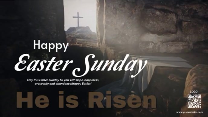 Maximalist Happy Easter Sunday He Is Risen Video Digital Display (16:9 ...