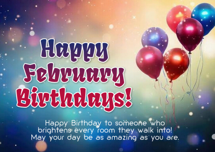 Maximalist Happy February Birthdays A4 Template | PosterMyWall
