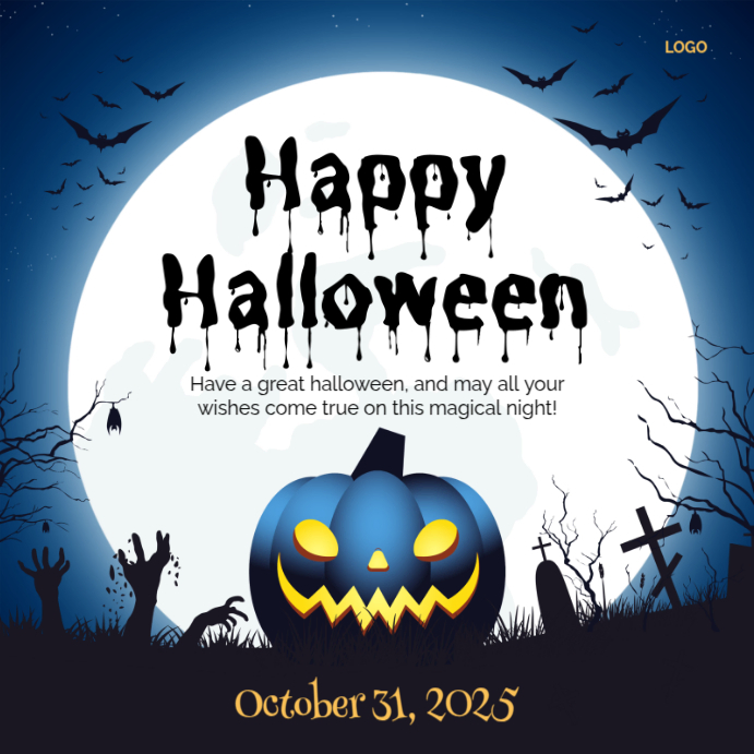 Maximalist Happy Halloween Celebration Wishes Instagram Post Template ...