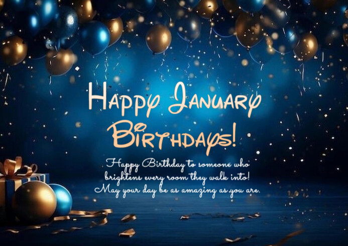 Maximalist Happy January Birthdays A4 Template | PosterMyWall