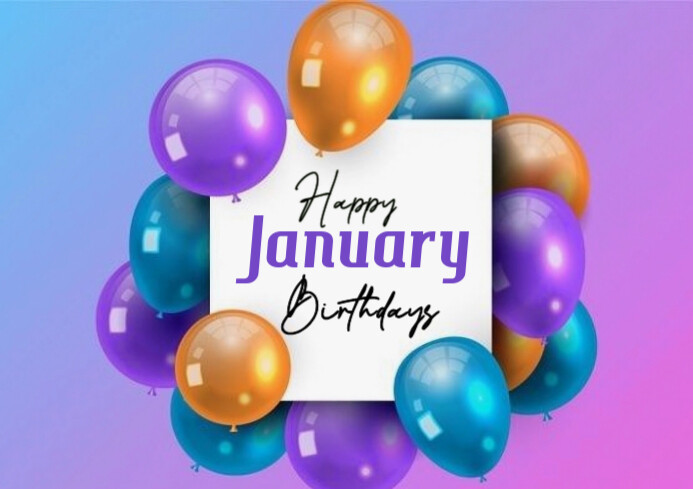 Maximalist Happy January Birthdays A4 Template | PosterMyWall
