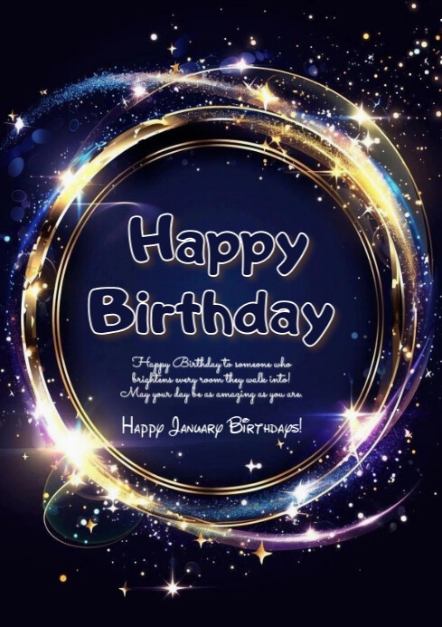 Plantilla de Maximalist Happy January Birthdays A4 | PosterMyWall