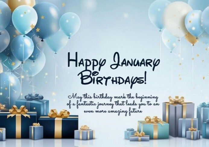 Maximalist Happy January Birthdays A4 Template | PosterMyWall