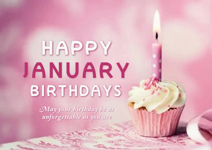 Maximalist Happy January Birthdays A4 Template | PosterMyWall