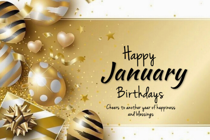 Copy of Maximalist Happy January Birthdays Banner 4' × 6' | PosterMyWall