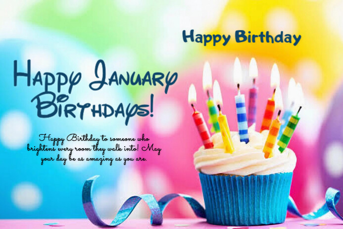 Maximalist Happy January Birthdays Banner 4' × 6' Template | PosterMyWall