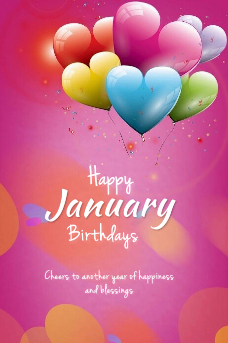 Maximalist Happy January Birthdays Banner 4' × 6' Template | PosterMyWall