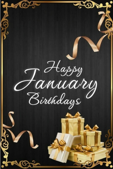 Maximalist Happy January Birthdays Banner 4' × 6' Template | PosterMyWall