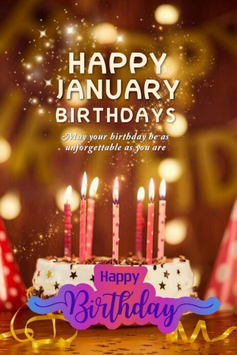 Maximalist Happy January Birthdays Banner 4' × 6' Template | PosterMyWall