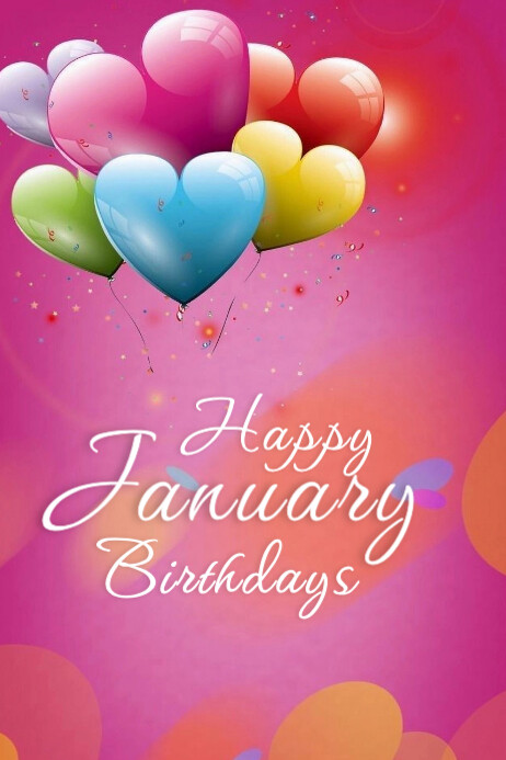 Maximalist Happy January Birthdays Banner 4' × 6' Template | PosterMyWall