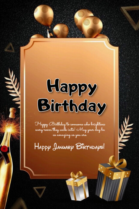 Maximalist Happy January Birthdays Banner 4' × 6' Template | PosterMyWall
