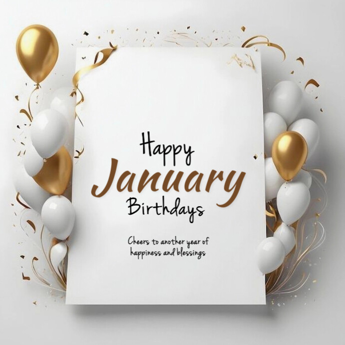 Maximalist Happy January Birthdays Instagram Post Template | PosterMyWall