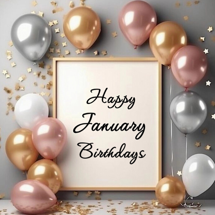 Maximalist Happy January Birthdays Instagram Post Template | PosterMyWall