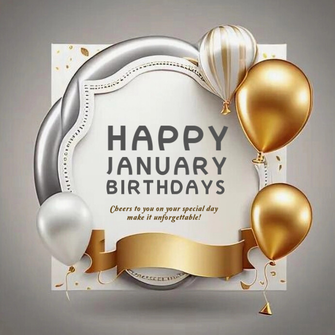 Maximalist Happy January Birthdays Instagram Post Template | PosterMyWall