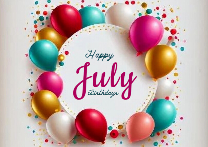 Maximalist Happy July Birthdays A4 Template | PosterMyWall