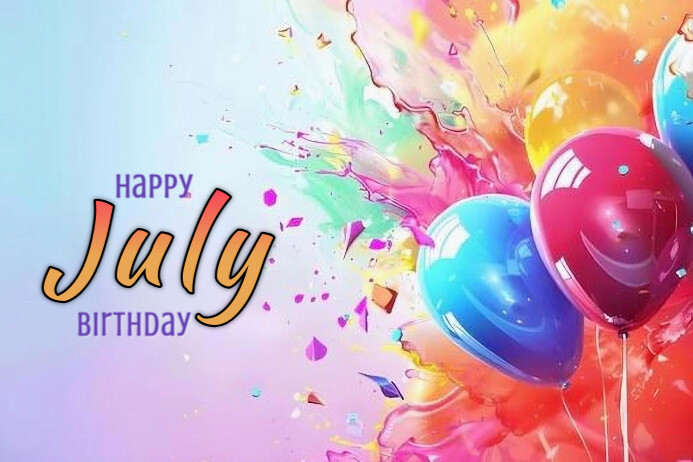 Maximalist Happy July Birthdays Banner 4' × 6' Template | PosterMyWall