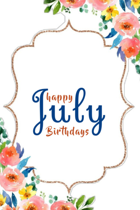 Maximalist Happy July Birthdays Banner 4' × 6' Template | PosterMyWall