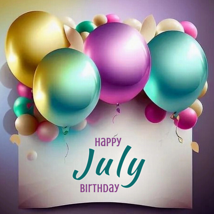 Maximalist Happy July Birthdays Instagram Post Template | PosterMyWall