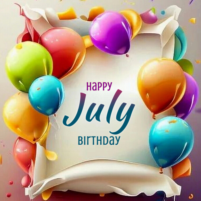 Maximalist Happy July Birthdays Instagram Post Template | PosterMyWall