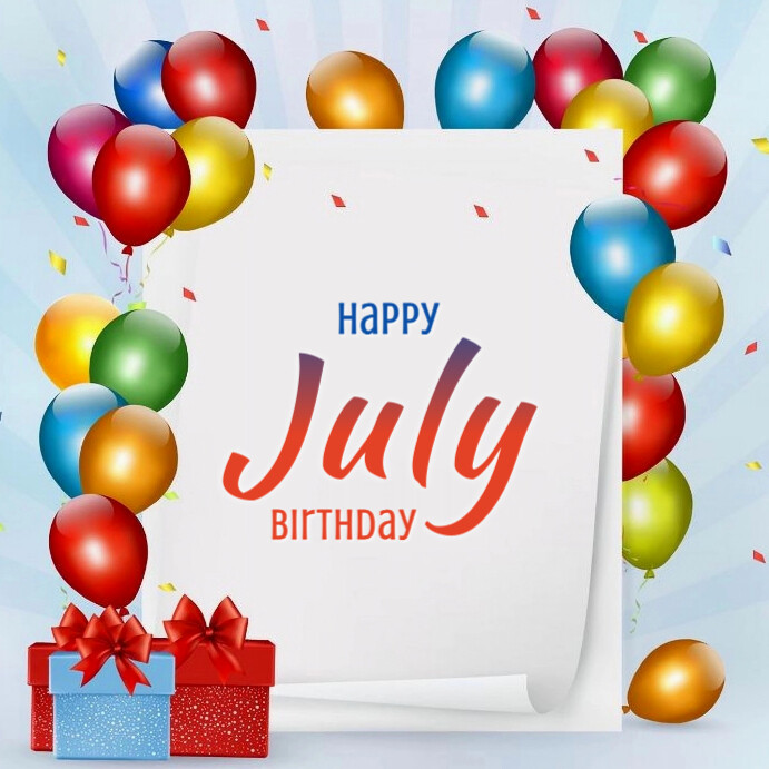 Maximalist Happy July Birthdays Instagram Post Template | PosterMyWall