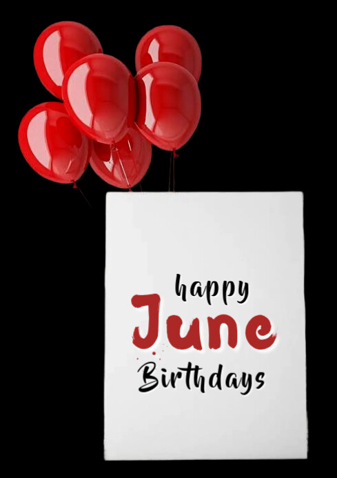 Maximalist Happy June Birthdays A4 Template | PosterMyWall