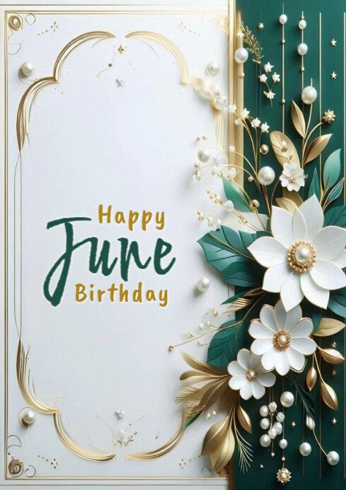 Maximalist Happy June Birthdays A4 Template | PosterMyWall