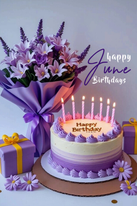 Maximalist Happy June Birthdays Banner 4' × 6' Template | PosterMyWall